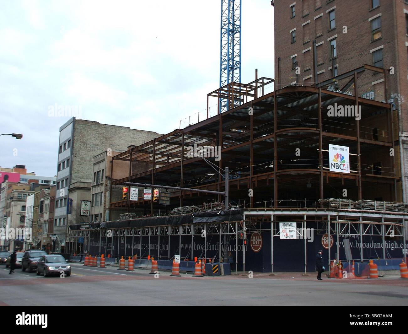 This image shows construction on the east side of North High Street and ...