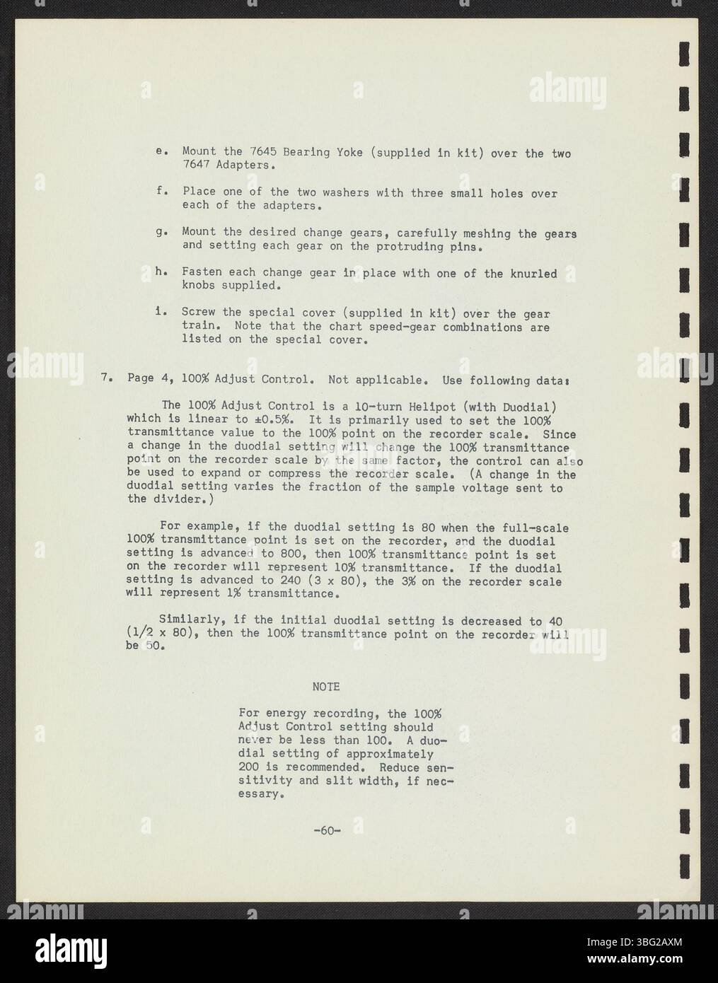 This page of the 1957 manual for the Beckman DK-1 Spectrophotometer ...