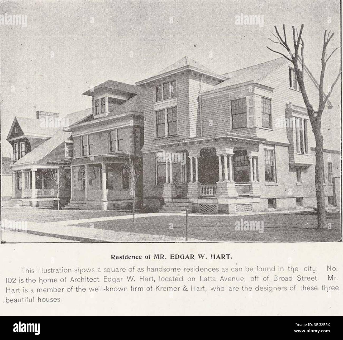 This illustration from 1897 shows the Edgar W. Hart residence, a home ...