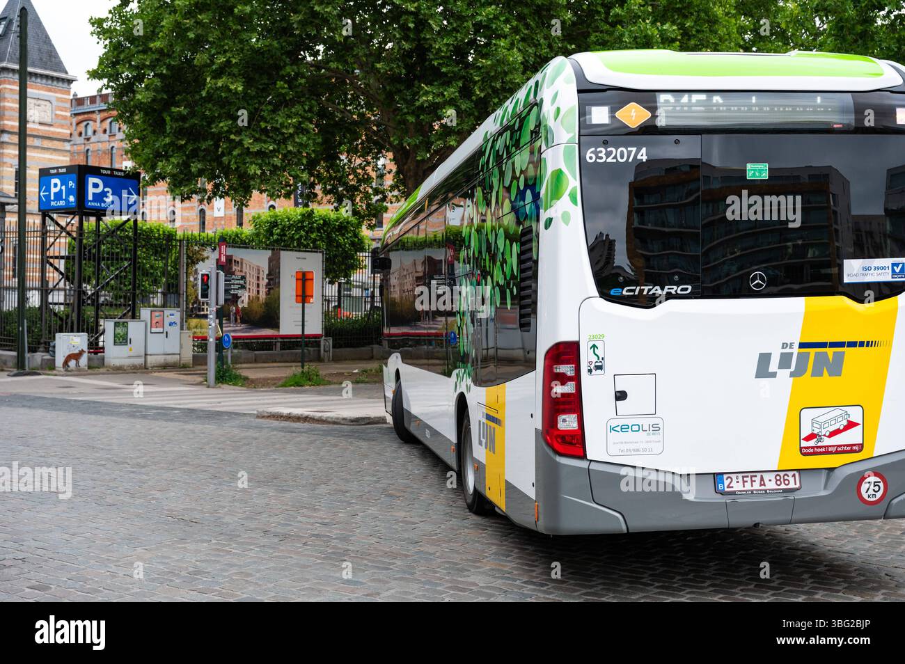 De Lijn bus for regional transport at Havenlaan or Avenue du Port at ...