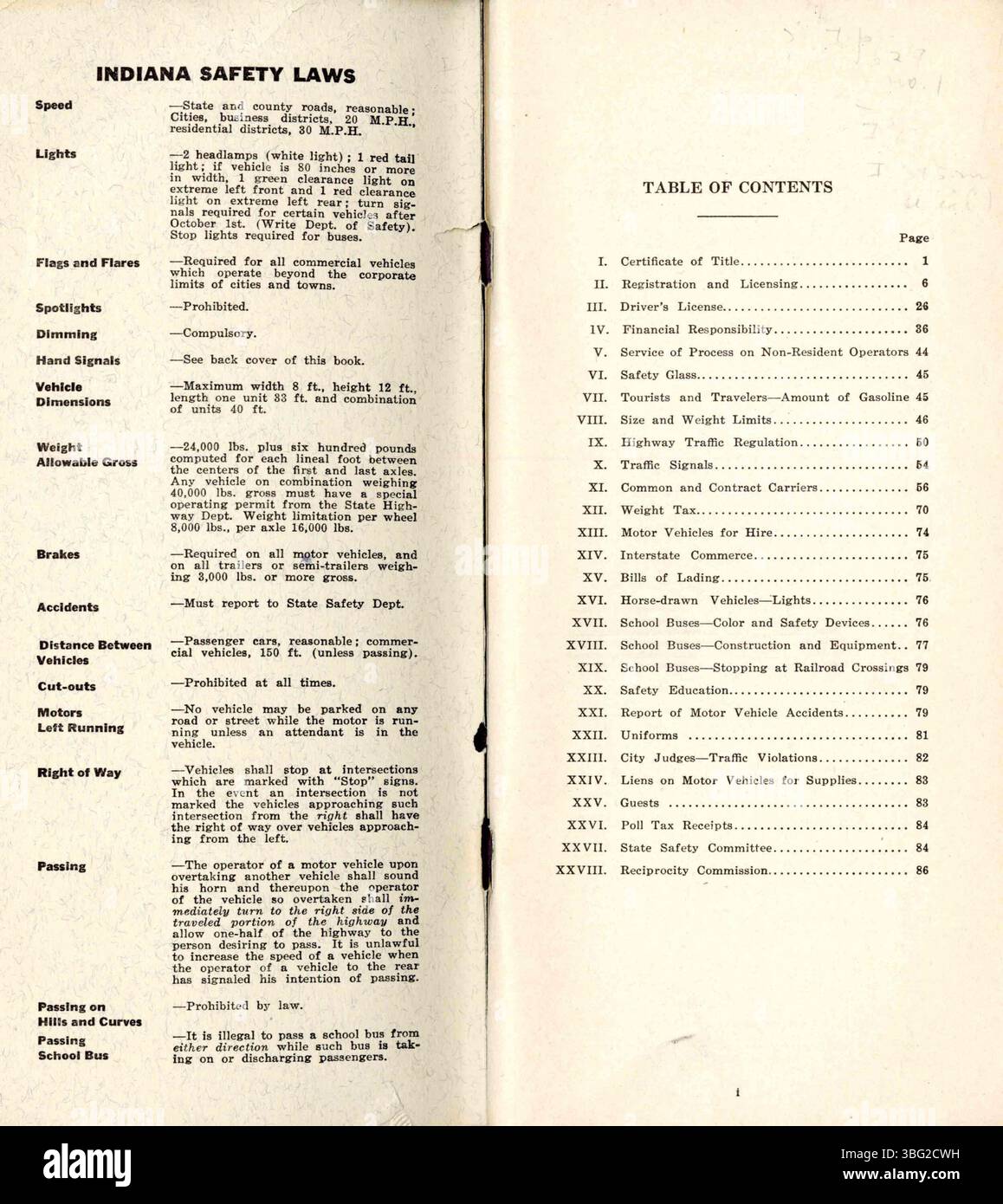 This page continues the 1937 motor vehicle and highway laws for Indiana ...