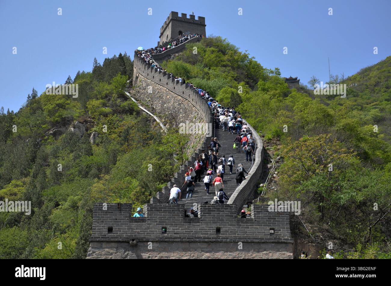 Tourists visit one of the world heritage wonders of the Great Wall of ...