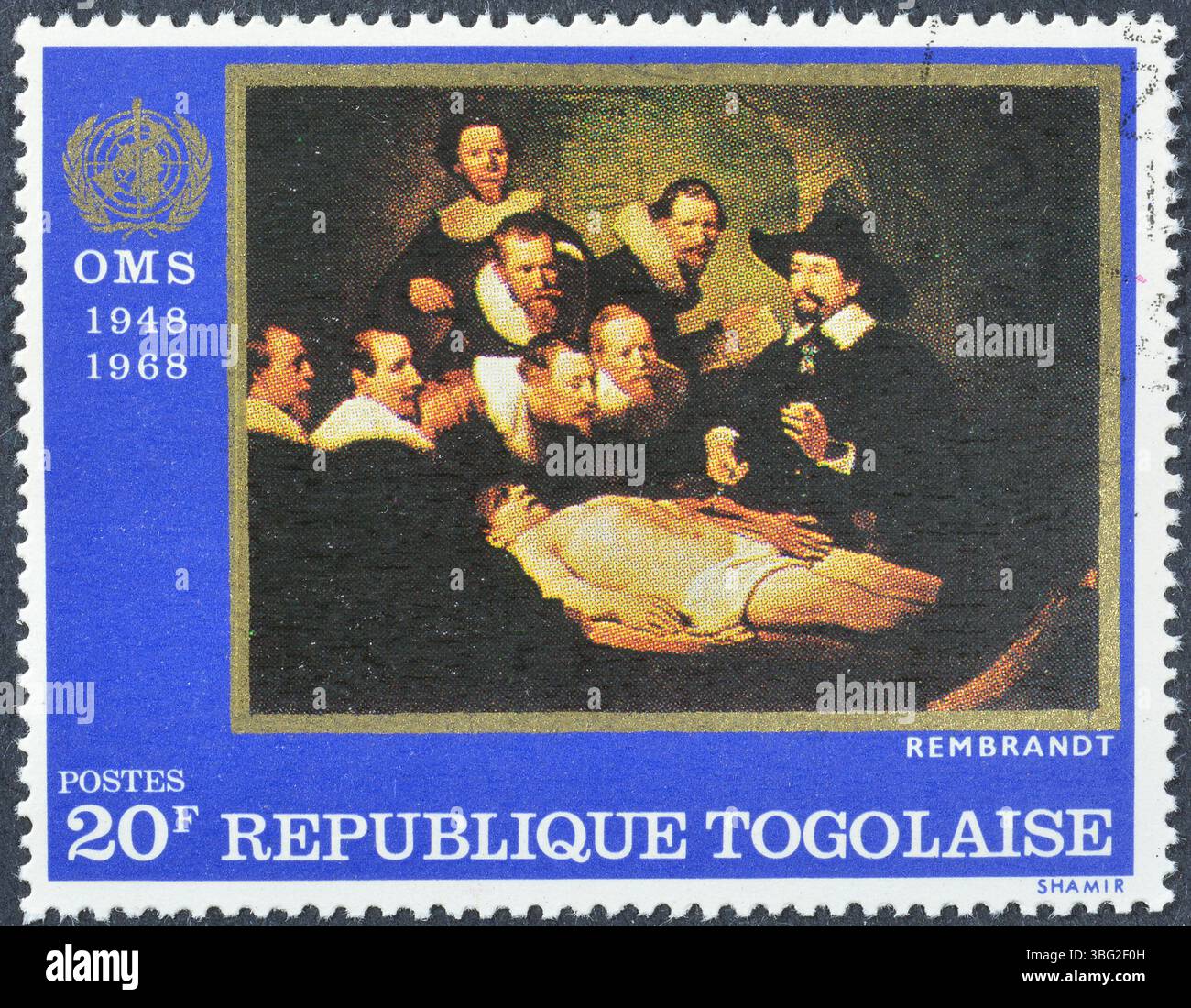 Cancelled postage stamp printed by Togo, that shows Painting The ...