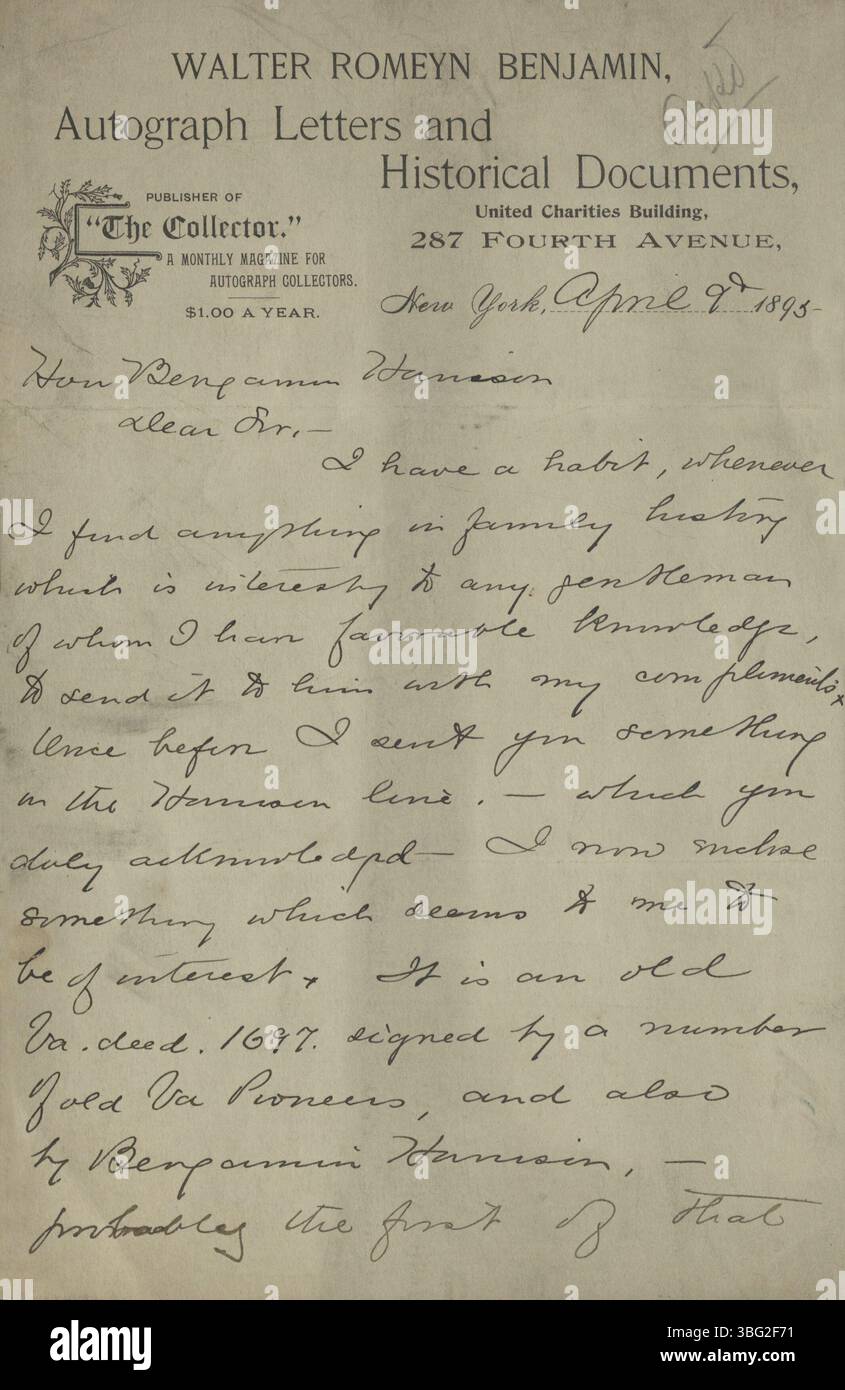 This Virginia land deed from 1697 is signed by either Benjamin Harrison ...