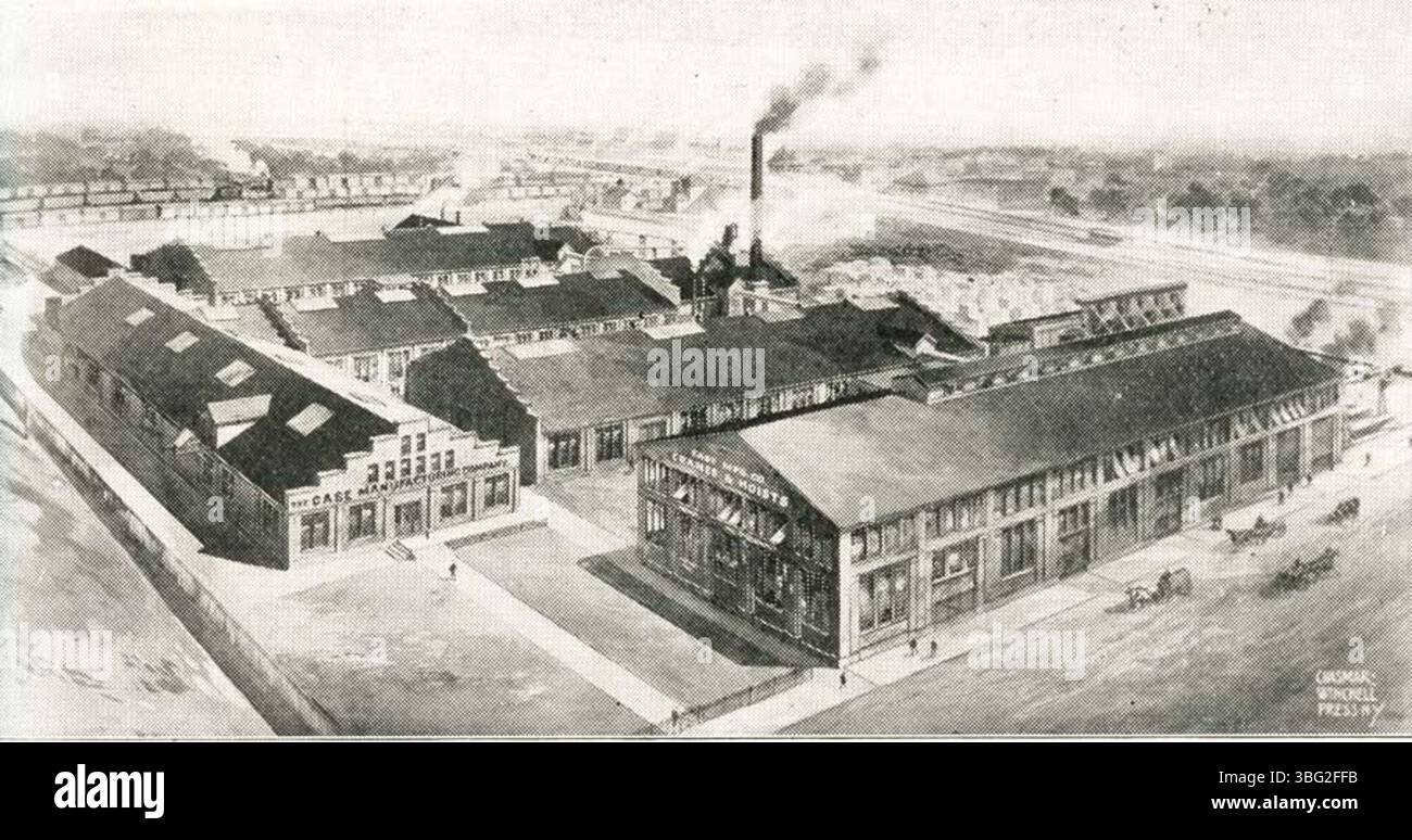 This 1908 engraving depicts the buildings of the Case Manufacturing ...
