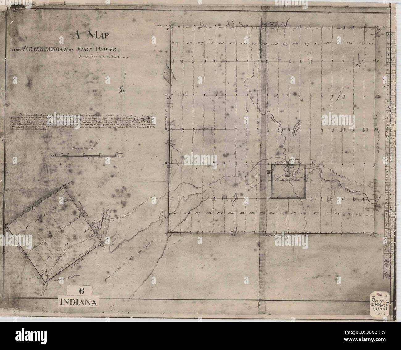 This 1803 survey map shows the reservation lands at Fort Wayne, Indiana ...