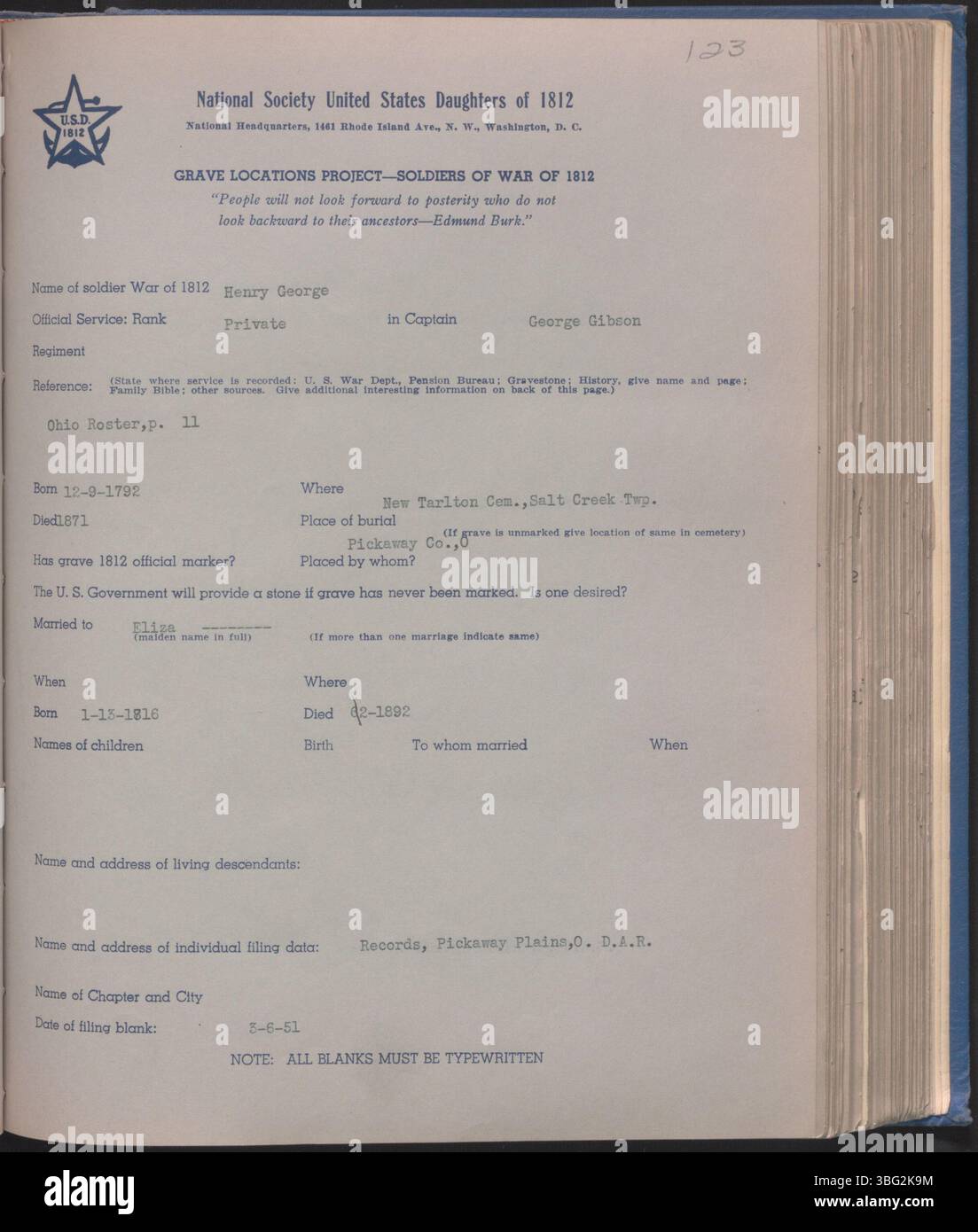 This record volume catalogs the gravesites of War of 1812 soldiers ...