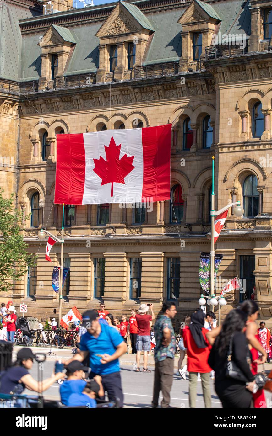 Canada, Ottawa - July 1, 2024: Canada Day in downtown. People walking ...