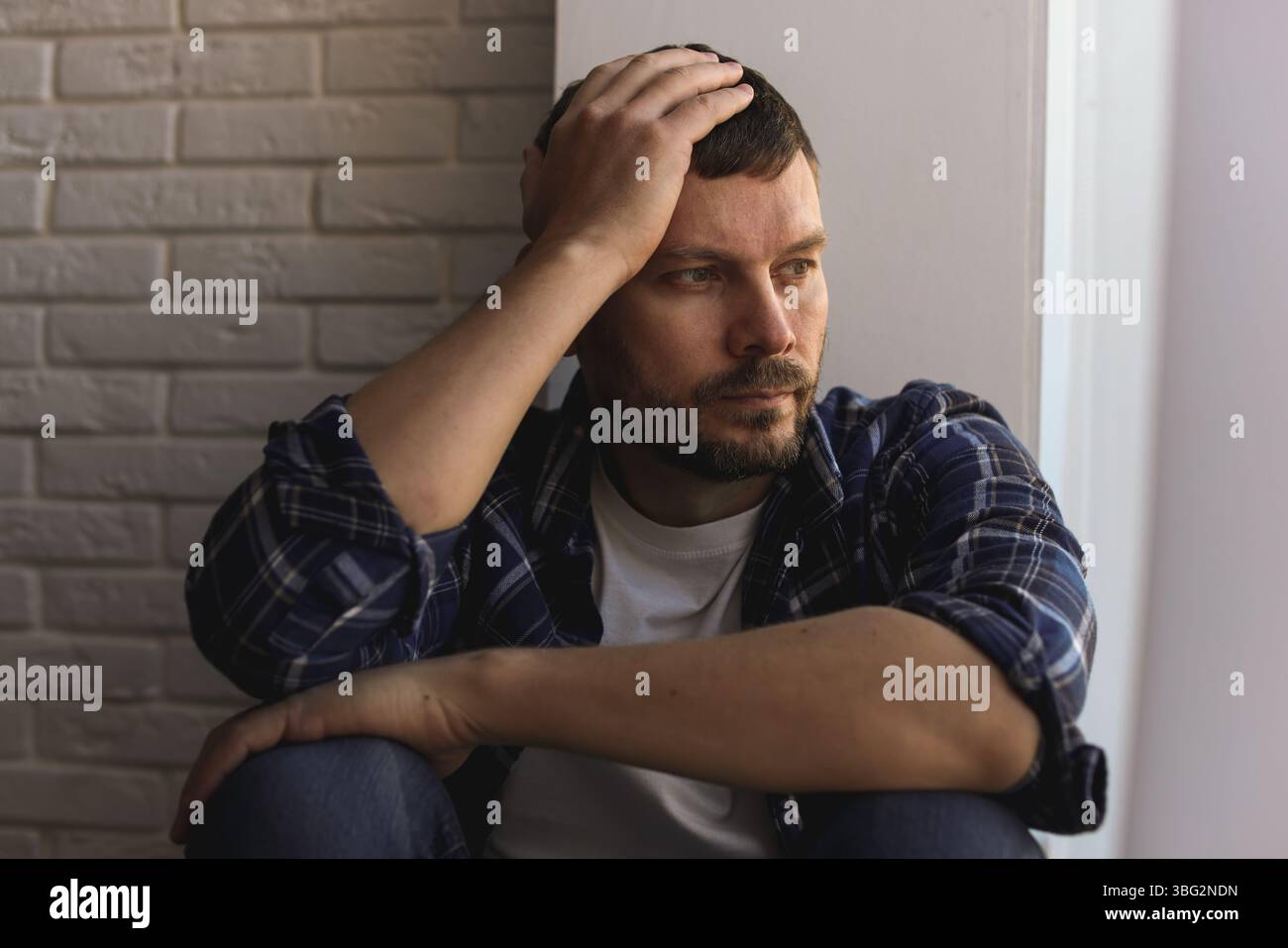 Depressed desperate frustrated man struggling hi-res stock photography ...