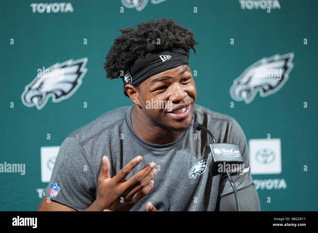 Philadelphia Eagles' Nolan Smith speaks during a news conference at the ...