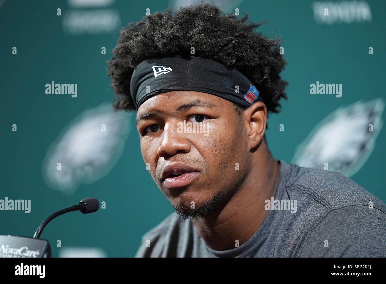 Philadelphia Eagles' Nolan Smith speaks during a news conference at the ...
