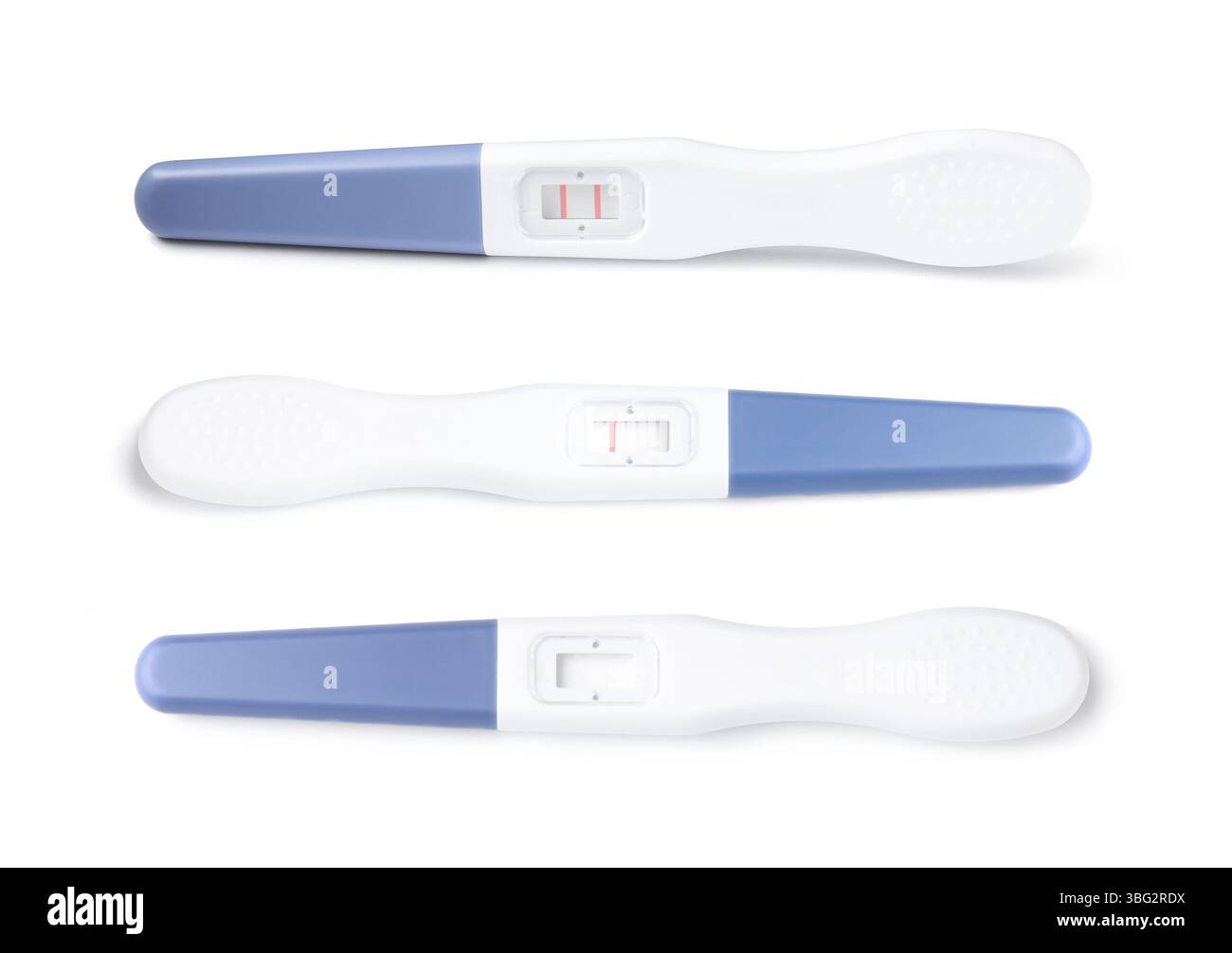 Three pregnancy tests with positive, negative and invalid results ...