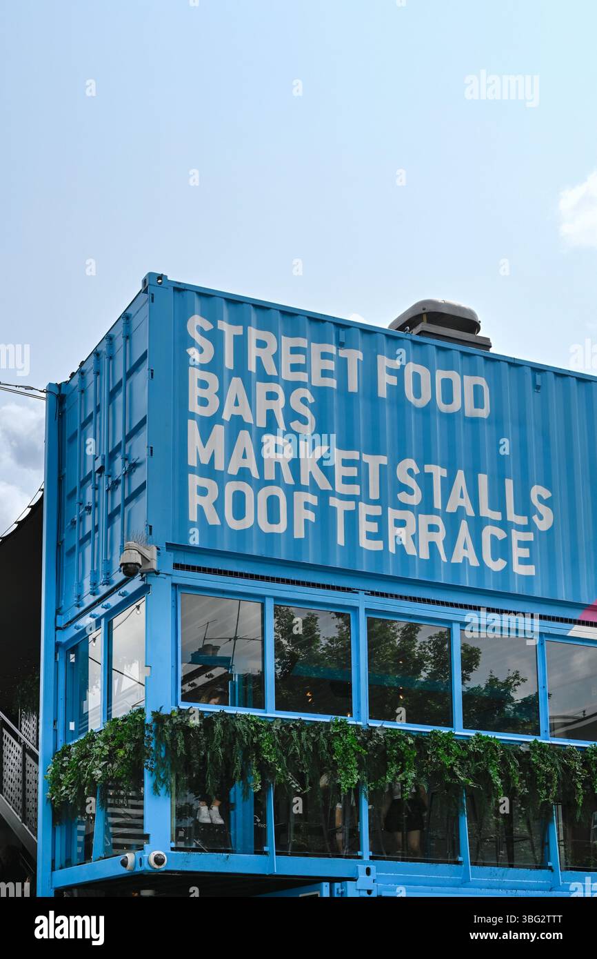 LONDON, UK - MAY 31, 2025: Sign on Boxpark Camden in Camden High Street ...