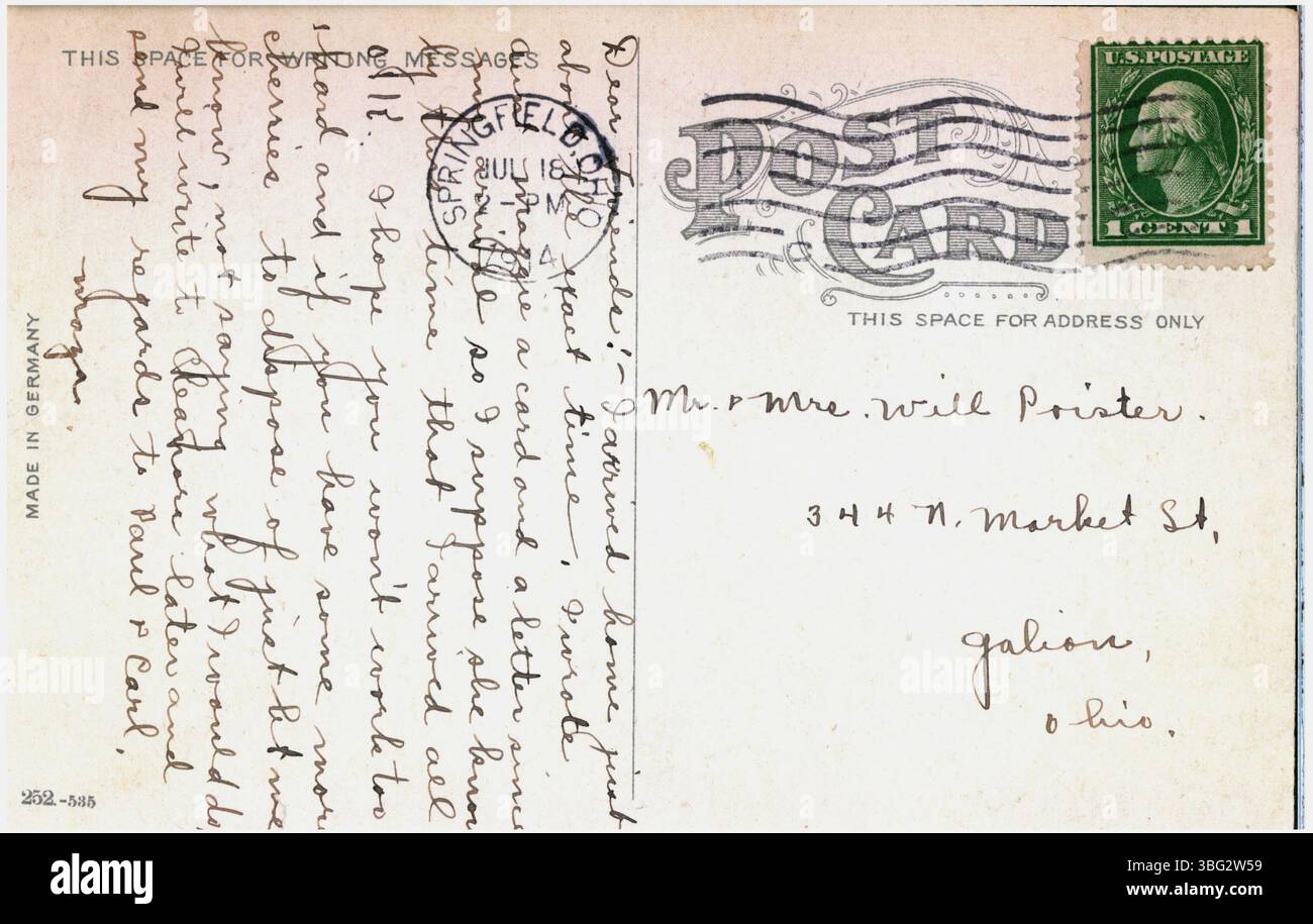 A 1914 colored photograph of the County Court House in Springfield ...