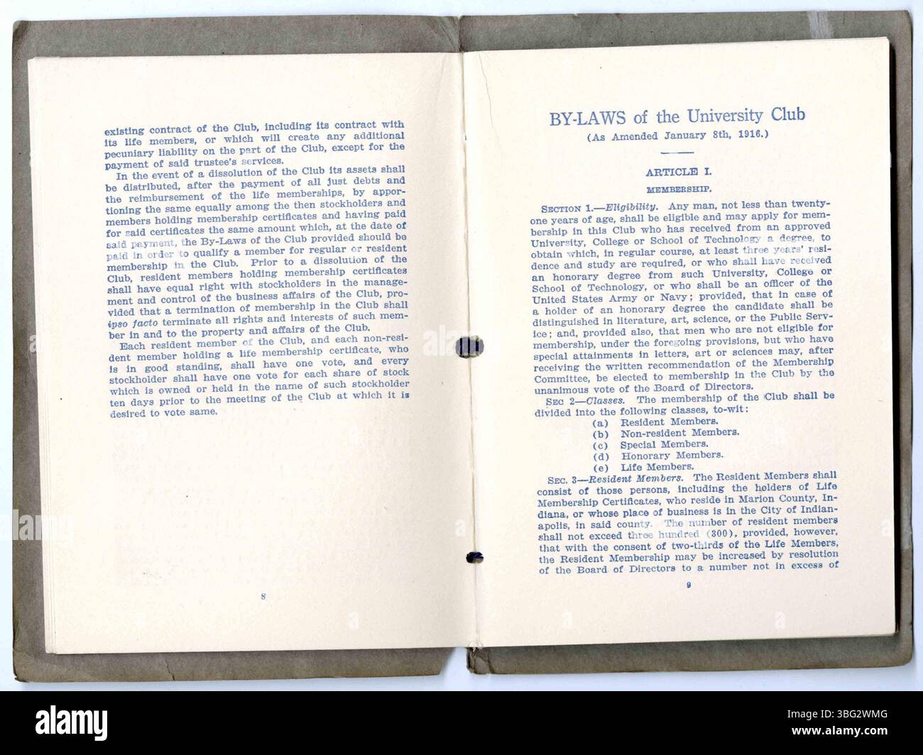 The 1918 articles of incorporation and by-laws of the University Club ...