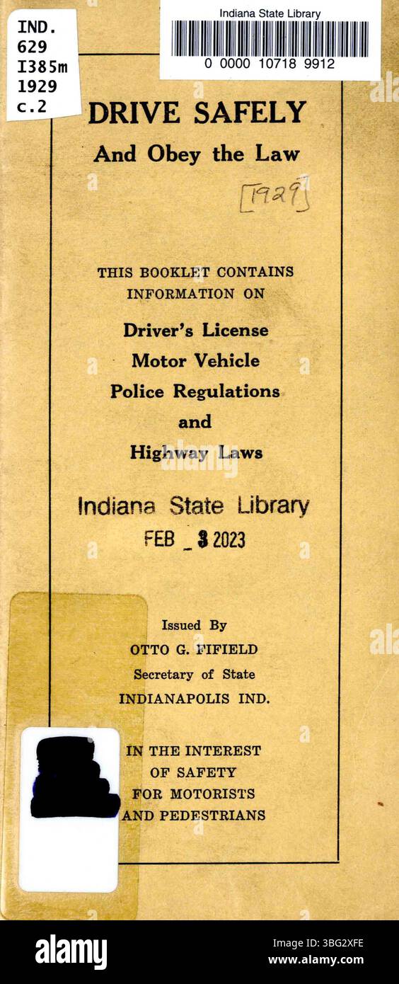 This document includes the 1929 motor vehicle and highway laws for the ...