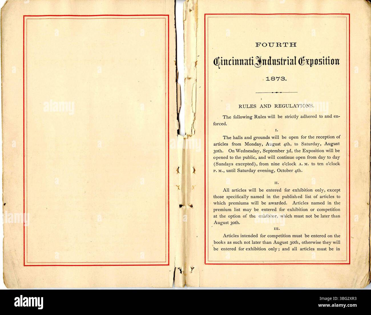 This section of the 1873 Cincinnati Industrial Exposition rules lists ...