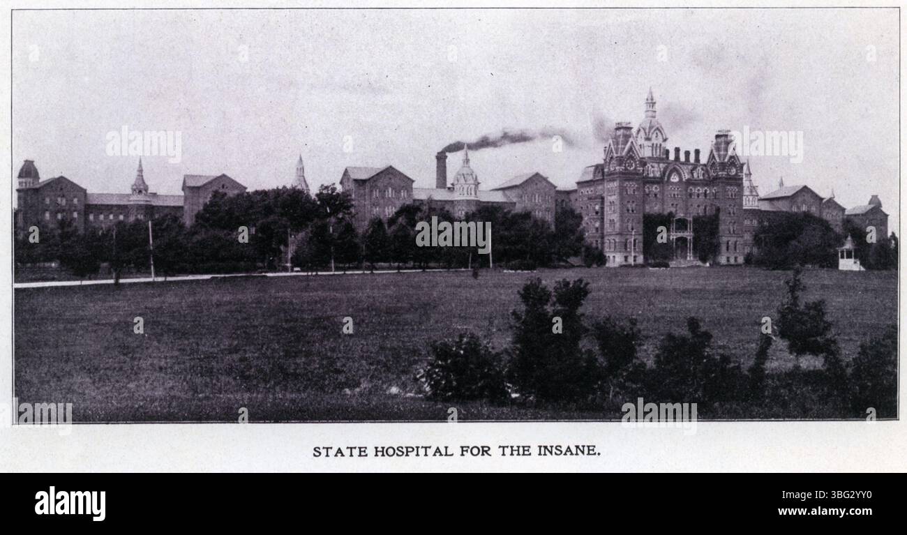 A view of the State Hospital for the Insane and its grounds in 1900 ...