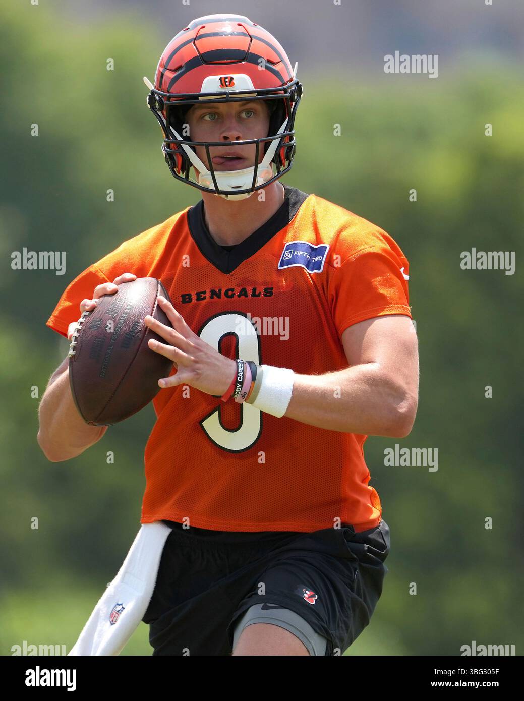 Cincinnati Bengals quarterback Joe Burrow (9) looks to throw during NFL ...