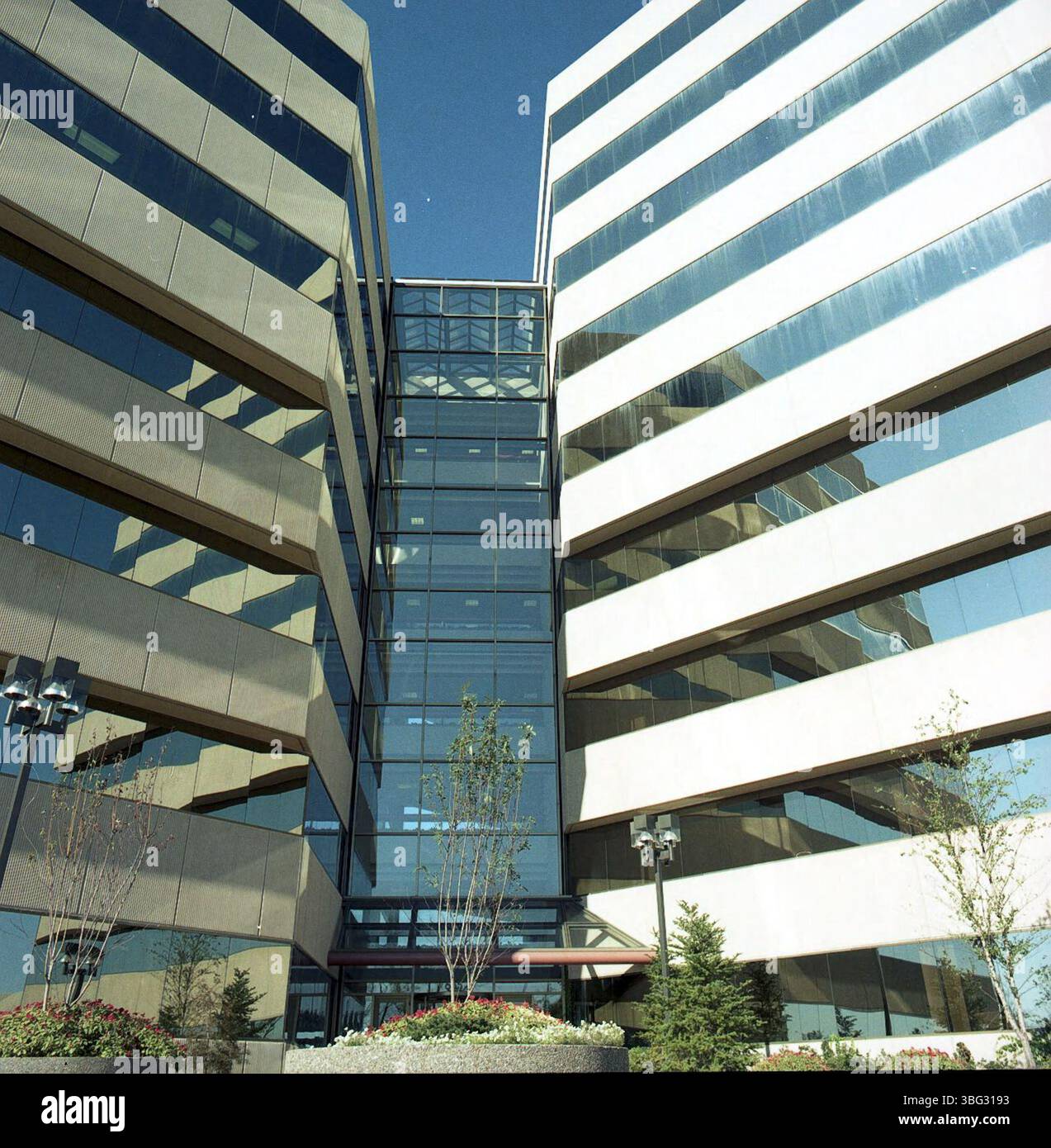 This image shows the Metro Center V office building, built in 1986. It ...
