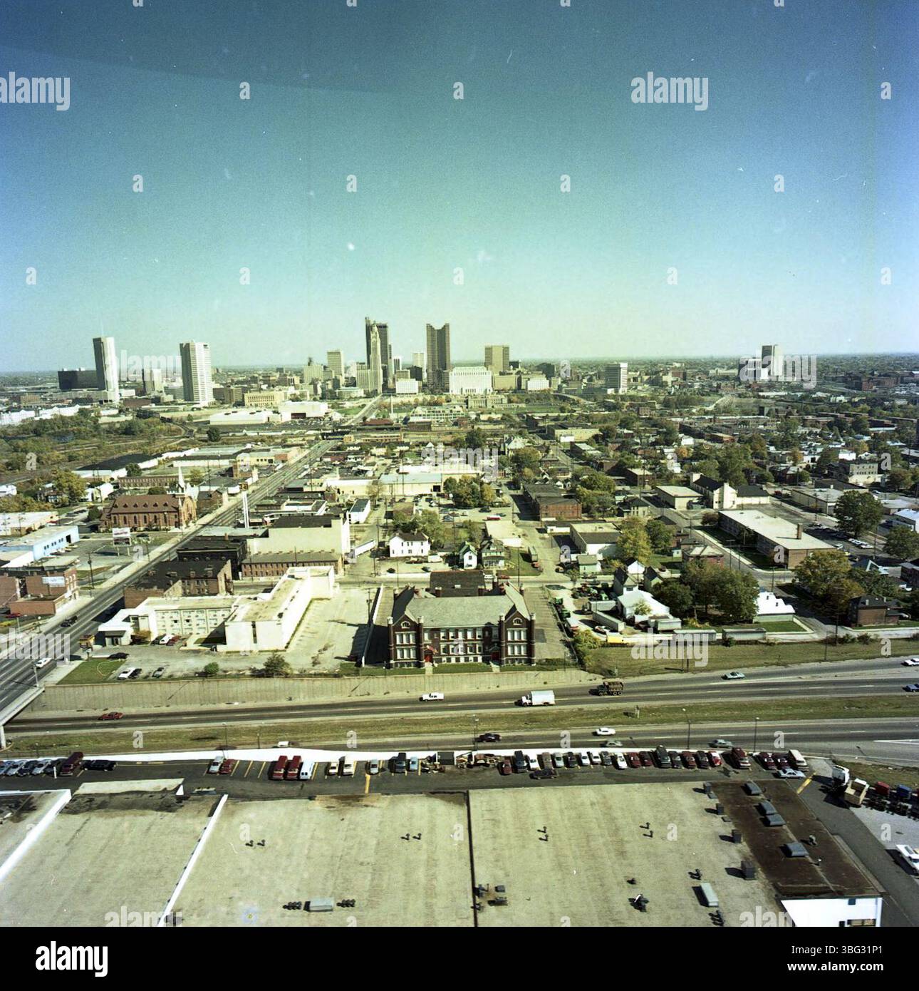 This 1985 aerial view captures downtown Columbus from near Route 315 ...