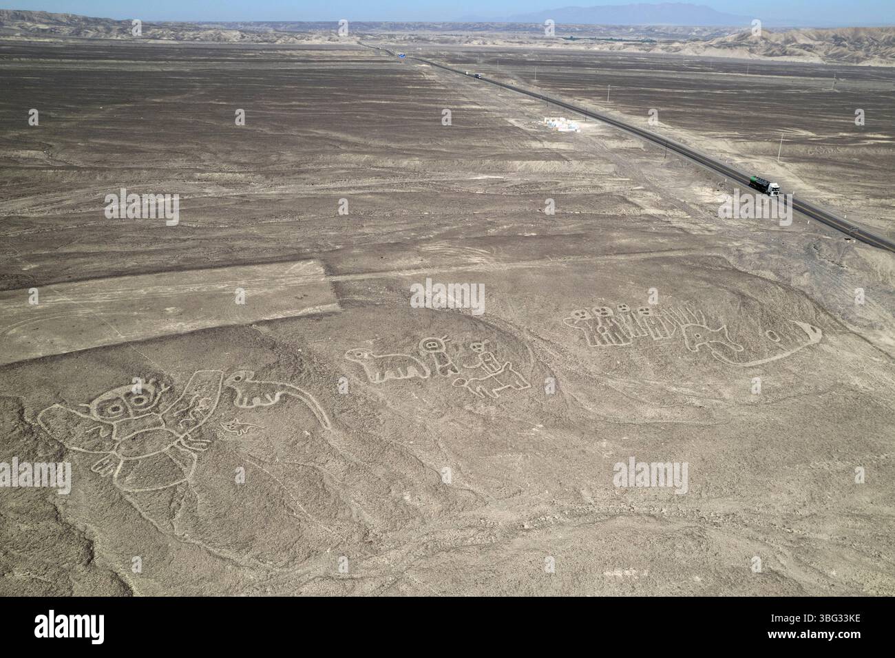 FILE - Geoglyphs known as the Nazca Lines are visible next to the Pan ...