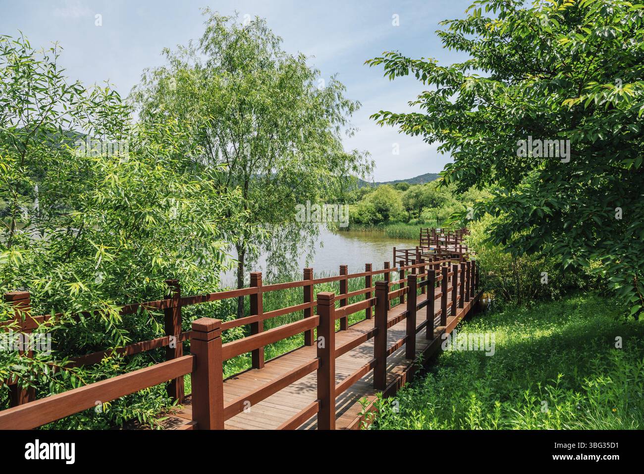 Lake and forest trail at Incheon Grand Park in Korea Stock Photo - Alamy