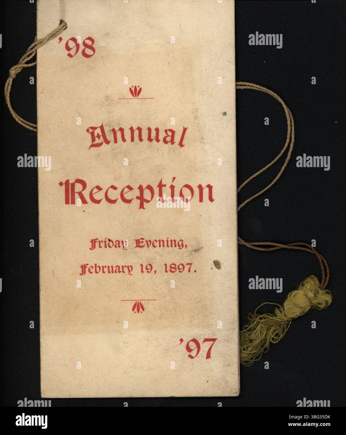 This 1897 Dance Card was used for the Annual Reception, likely an event ...