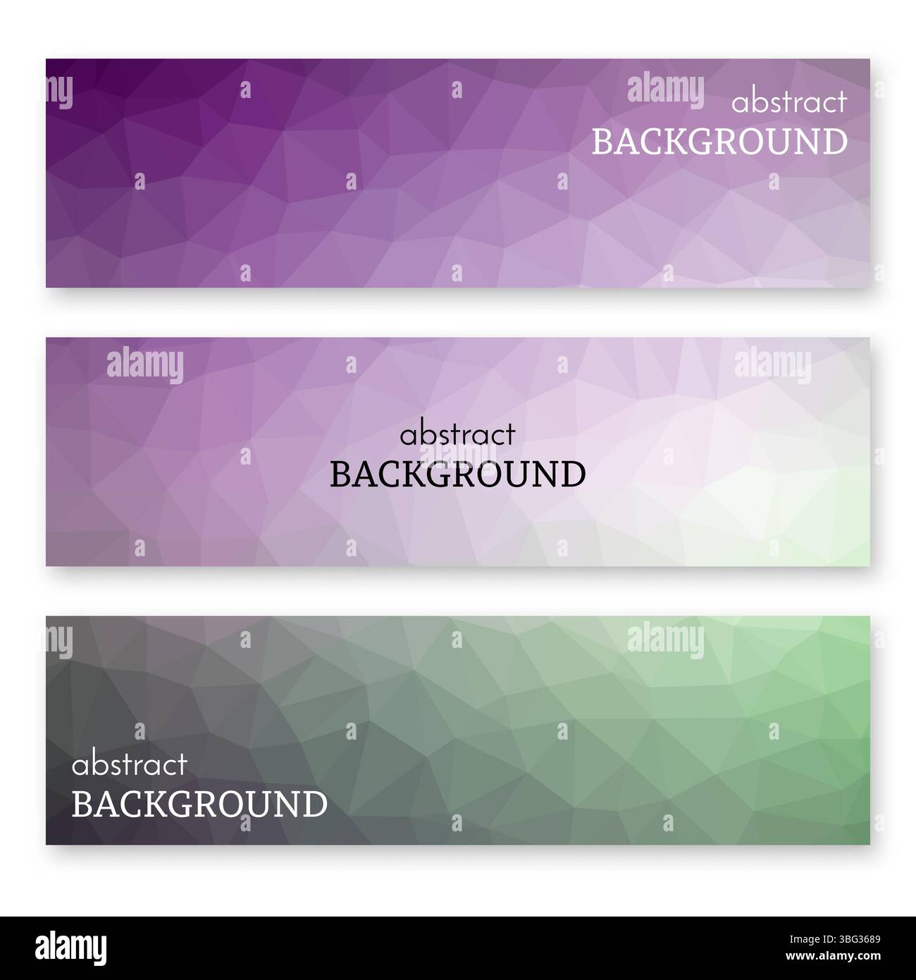 Set of three multi colored banners in low poly art style. Background ...