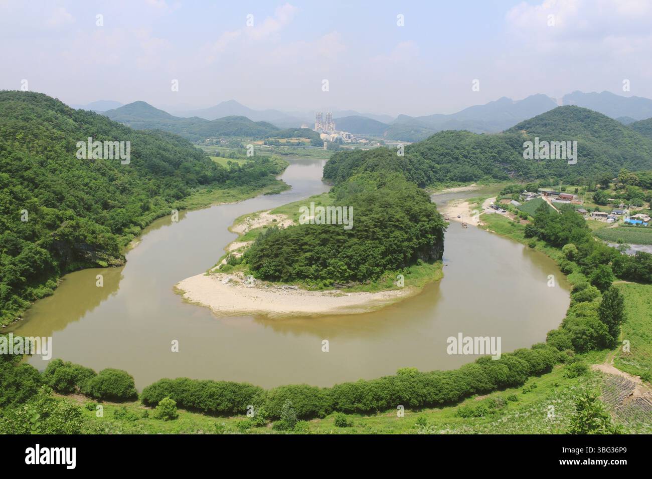Korean Peninsula-shaped Cliffs (Hanbando Wetland) and river at Seonam ...