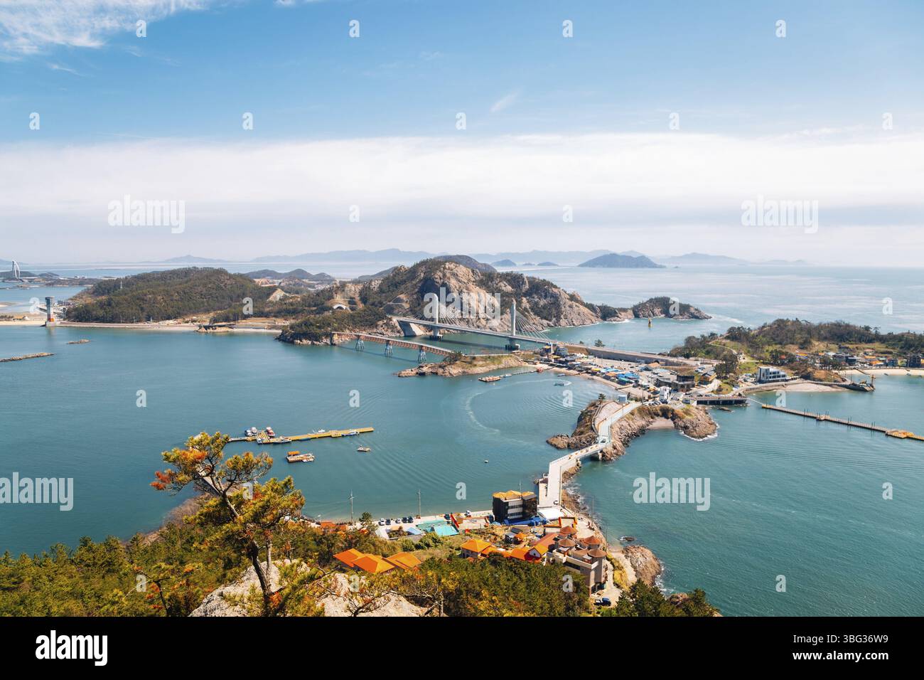 Panoramic view of Gogunsan Islands from Daejangbong peak in Gunsan ...
