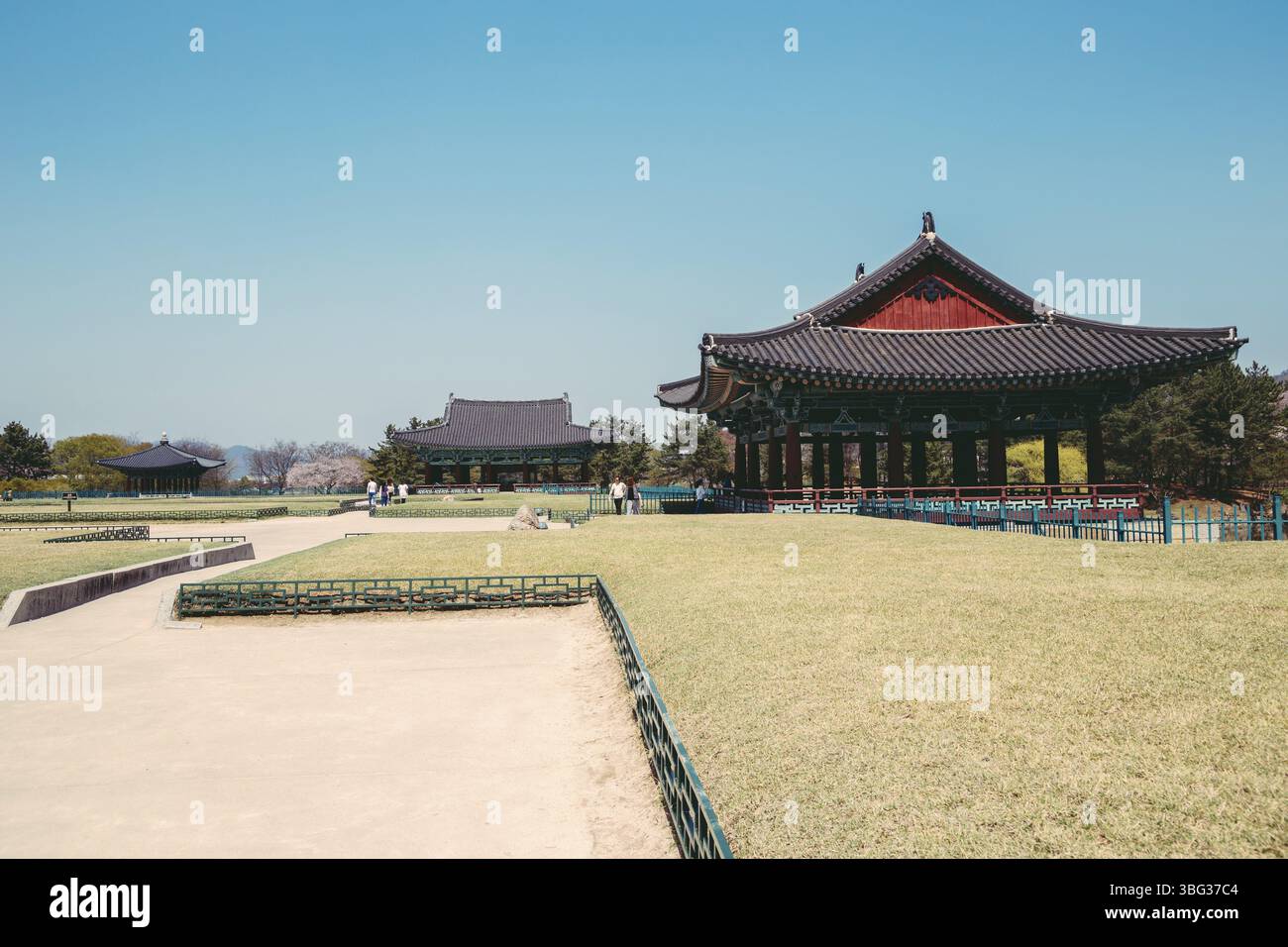 Korean heritage site Anapji Pond at spring in Gyeongju, Korea Stock ...
