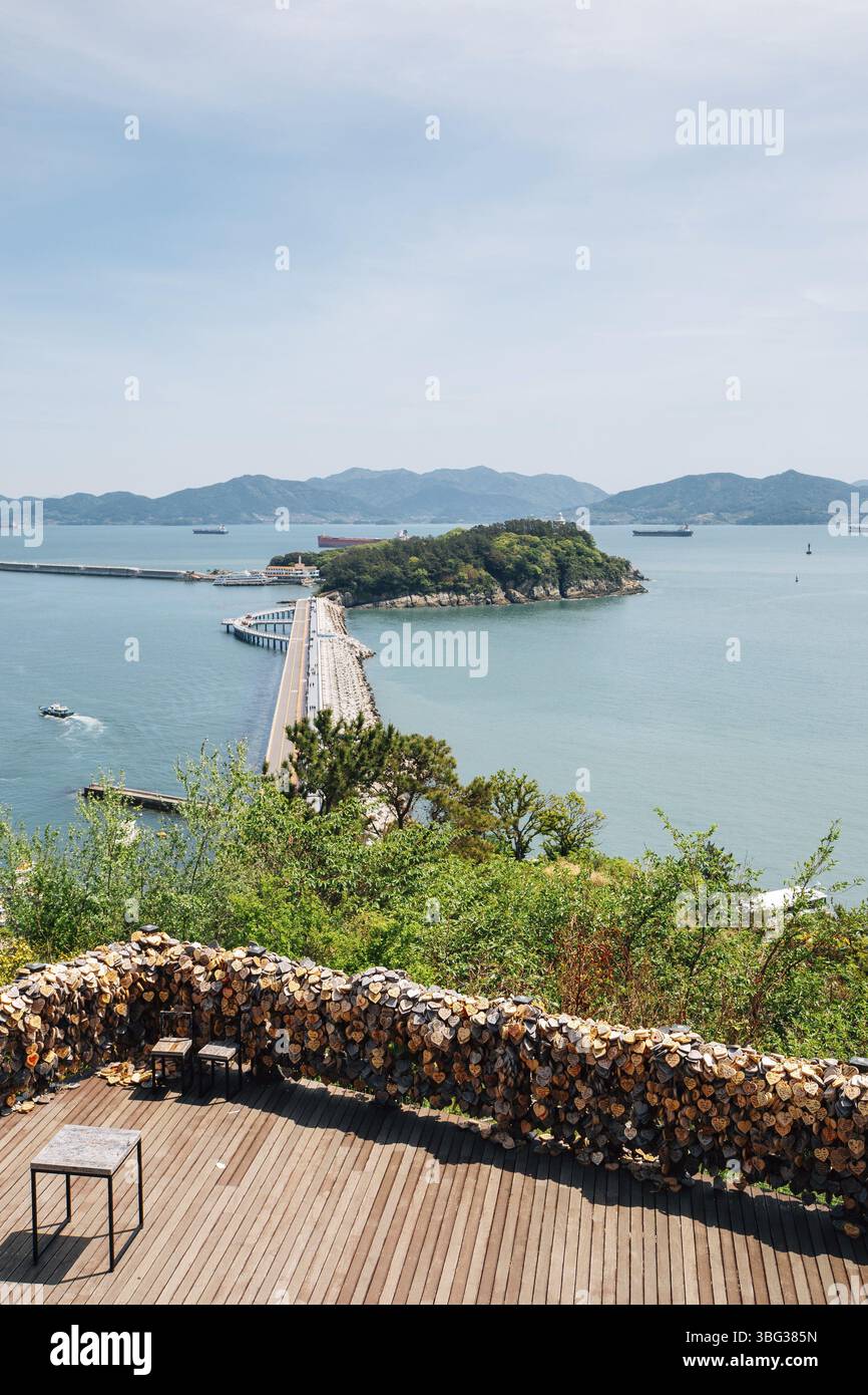 View of Odongdo Island and sea from Jasan Park in Yeosu, Korea Stock ...