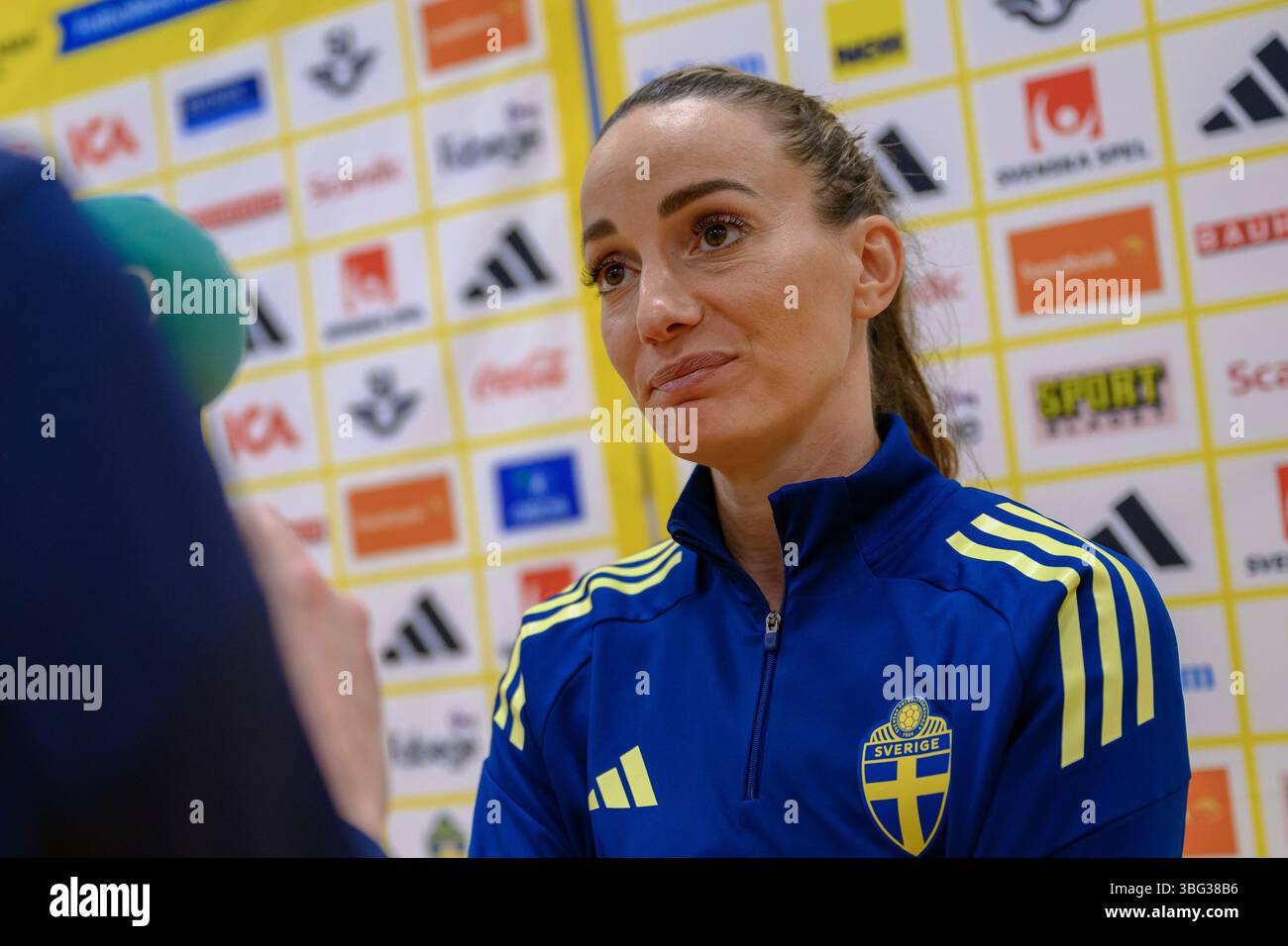 Kosovare Asllani of, Sweden. , . in the mixed zone after the Women's ...