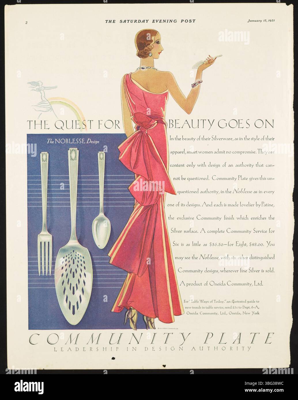 A color print advertisement from January 17, 1931, showcasing Community ...