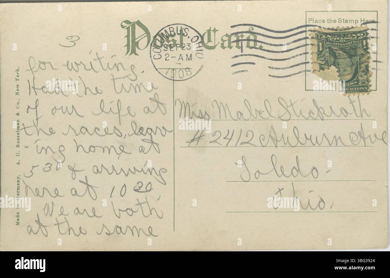 Colorized 1908 view of High Street in Columbus, Ohio, at night ...