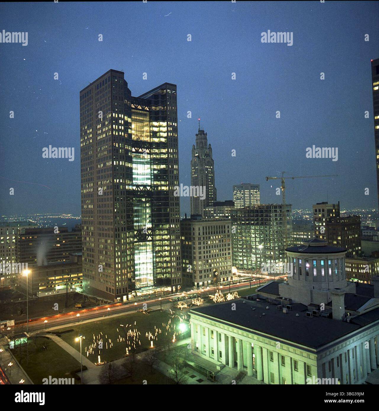 Photograph of Capitol Square in Columbus, Ohio taken at night, circa ...