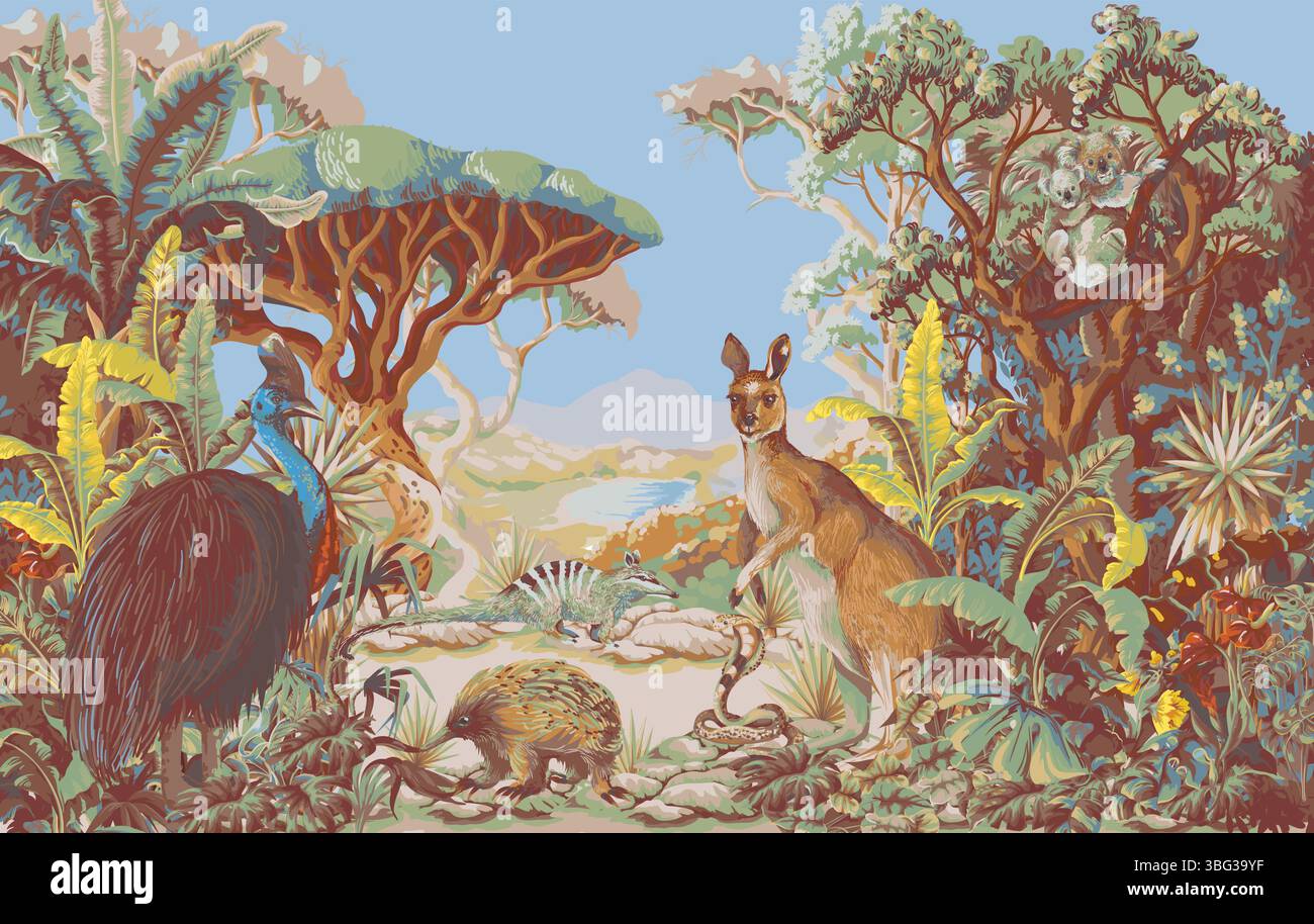 Australian animals and trees isolated. Vector Stock Vector Image & Art ...