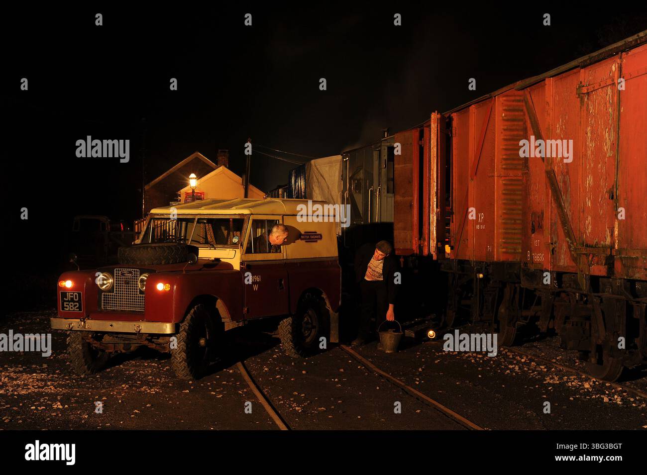 Train being unloaded in the goods yard at Staverton Station Stock Photo ...