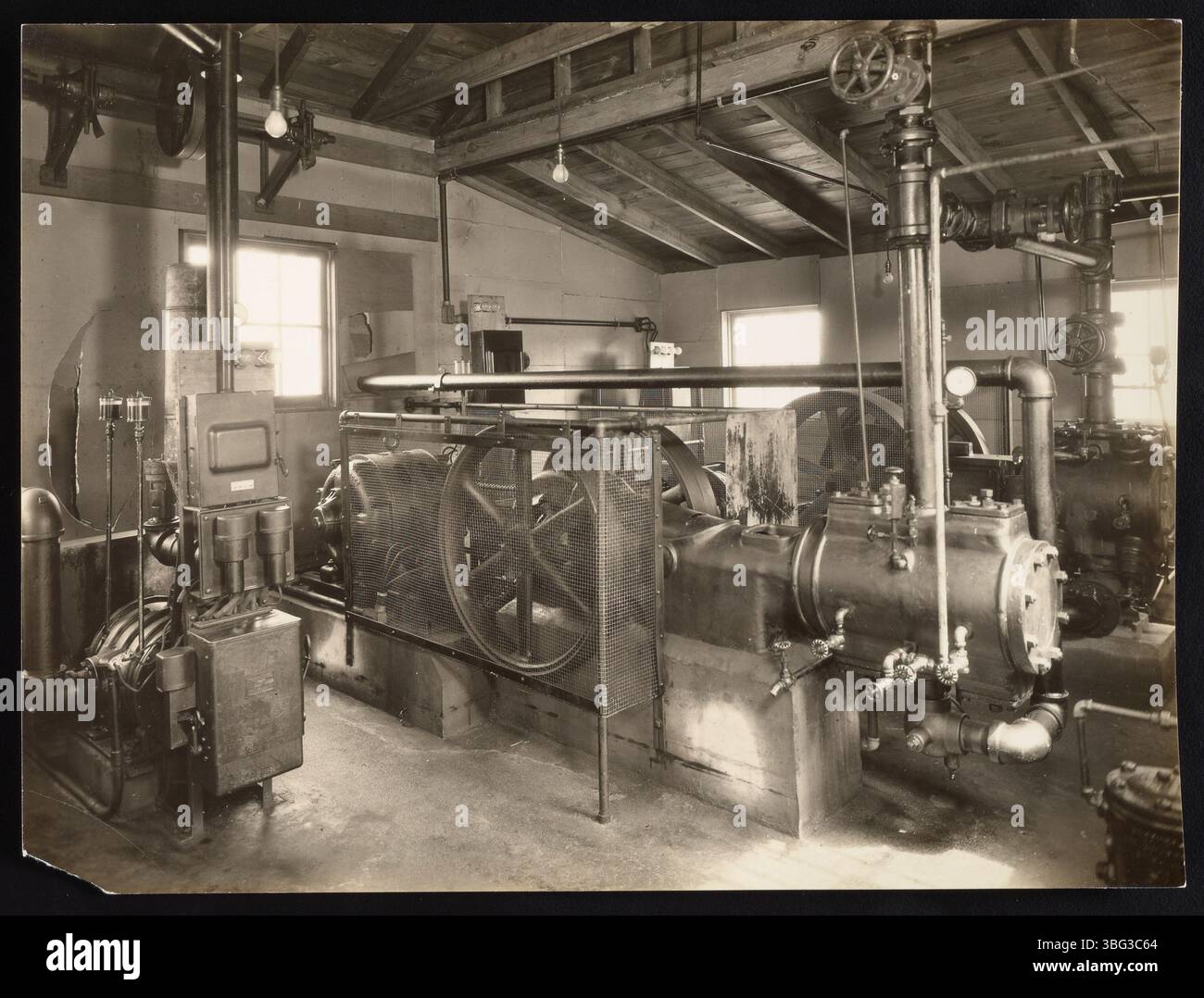 This 1932 image shows the engine room of the U.S. Department of ...
