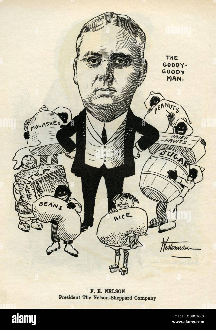 A caricature of Forrest E. Nelson (1873-1939), President of The Nelson ...