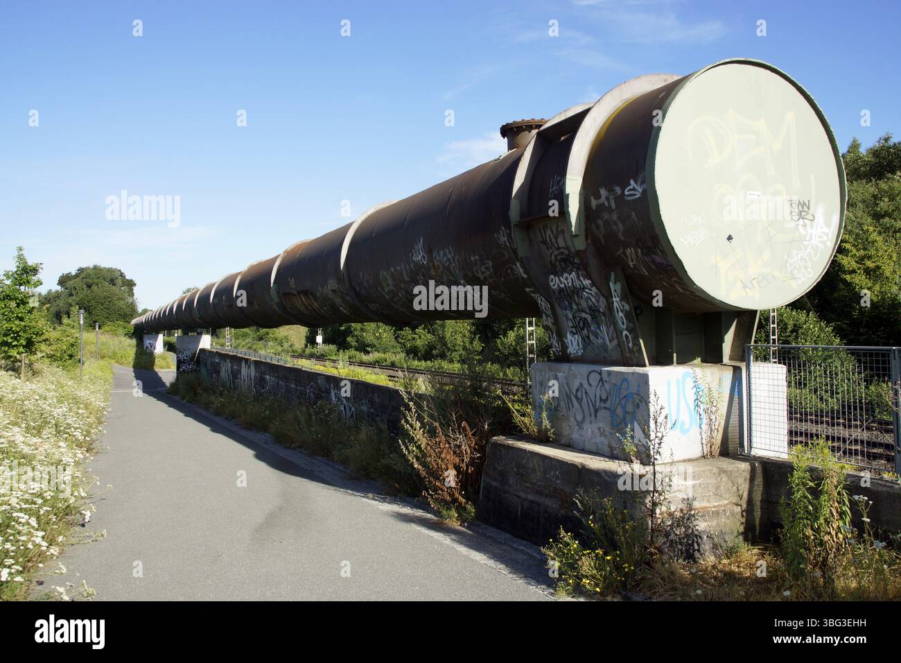 Old blast furnace gas pipeline, Phoenix West, Dortmund, Germany, Europe ...