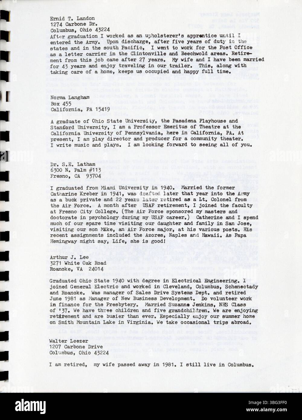 This page from the 50th reunion booklet of the North High School Class ...