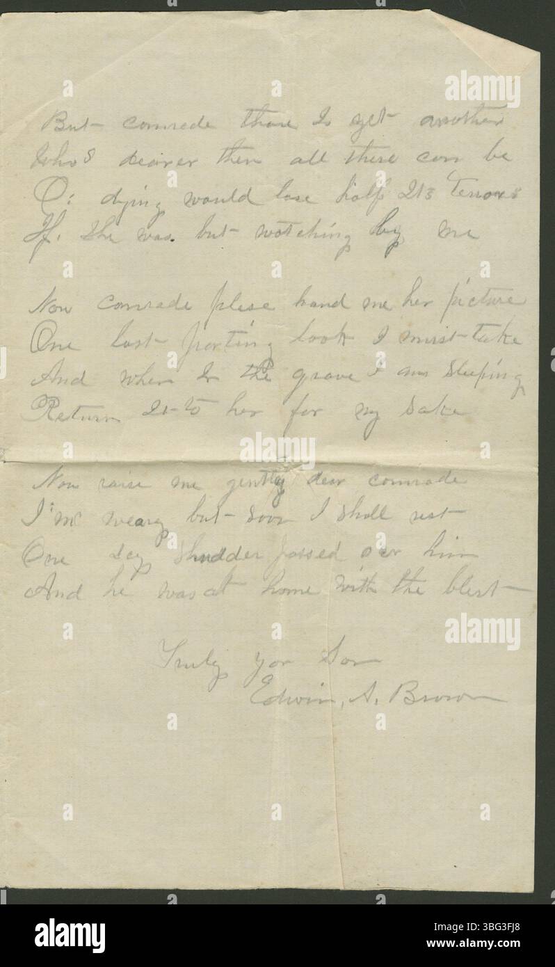 This poem, possibly written by Edwin Brown, reflects on the experience ...