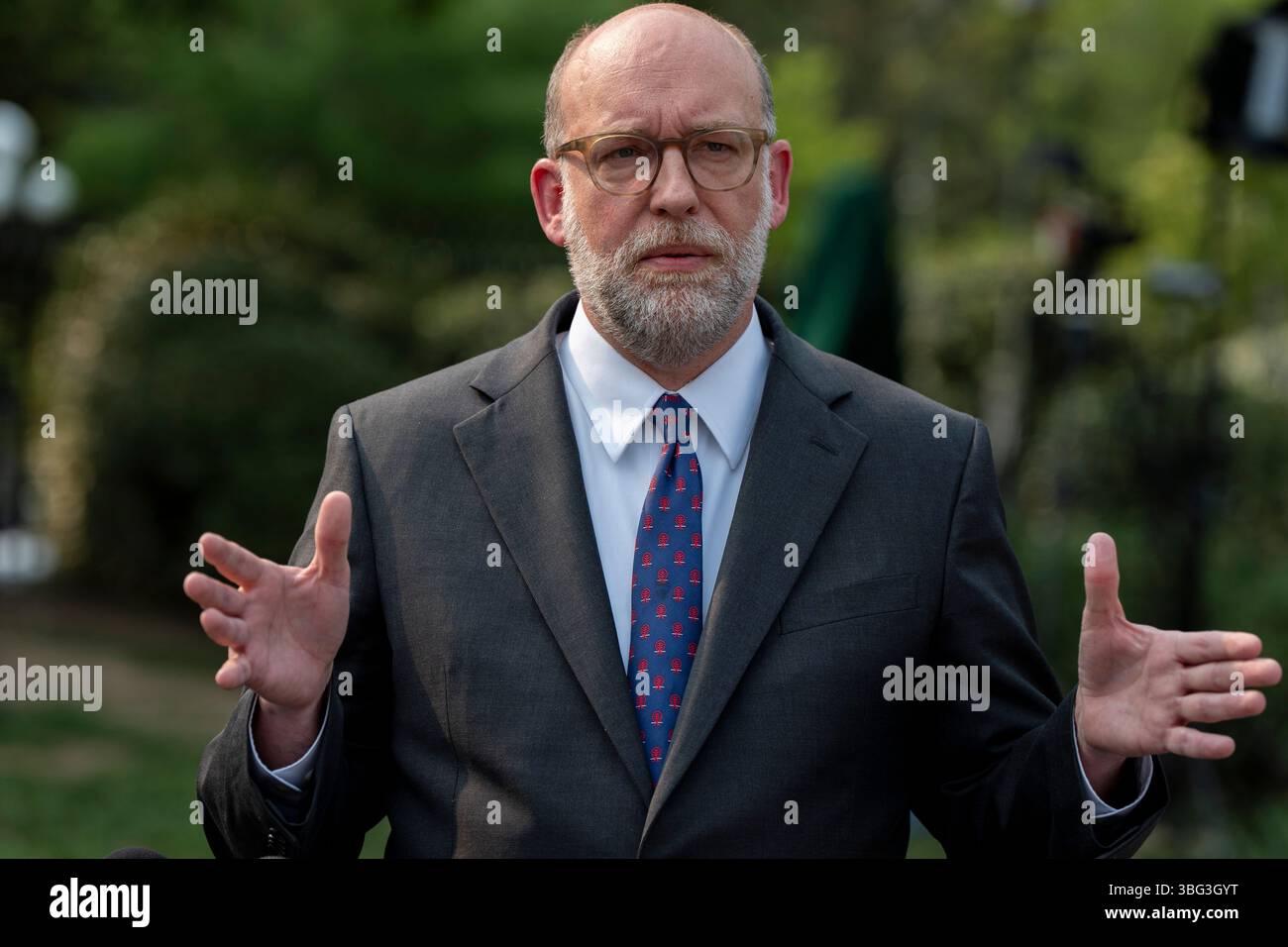 Office of Management and Budget Director Russell Vought speaks with ...