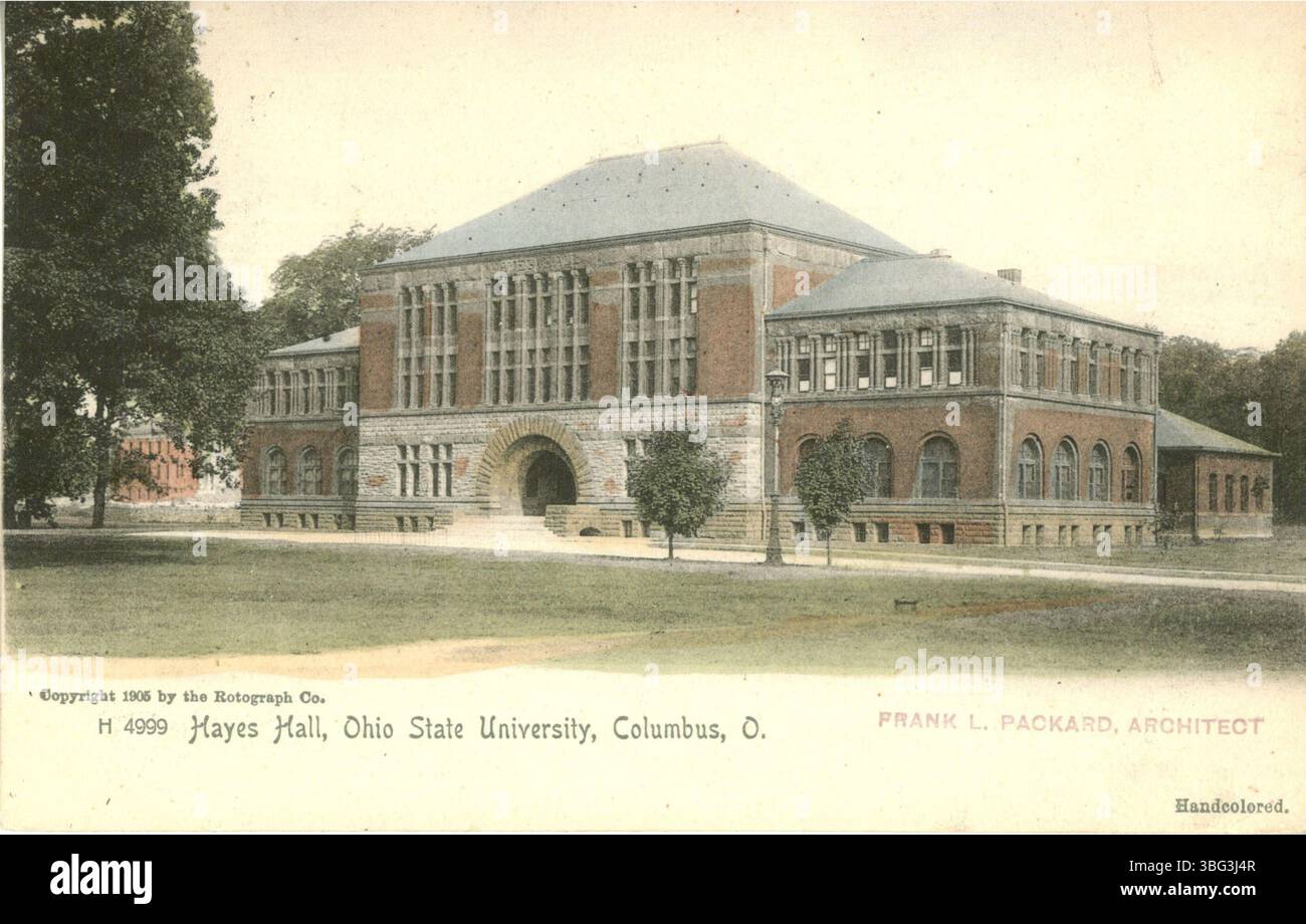 This image from 1905 shows Hayes Hall, a key building at Ohio State ...