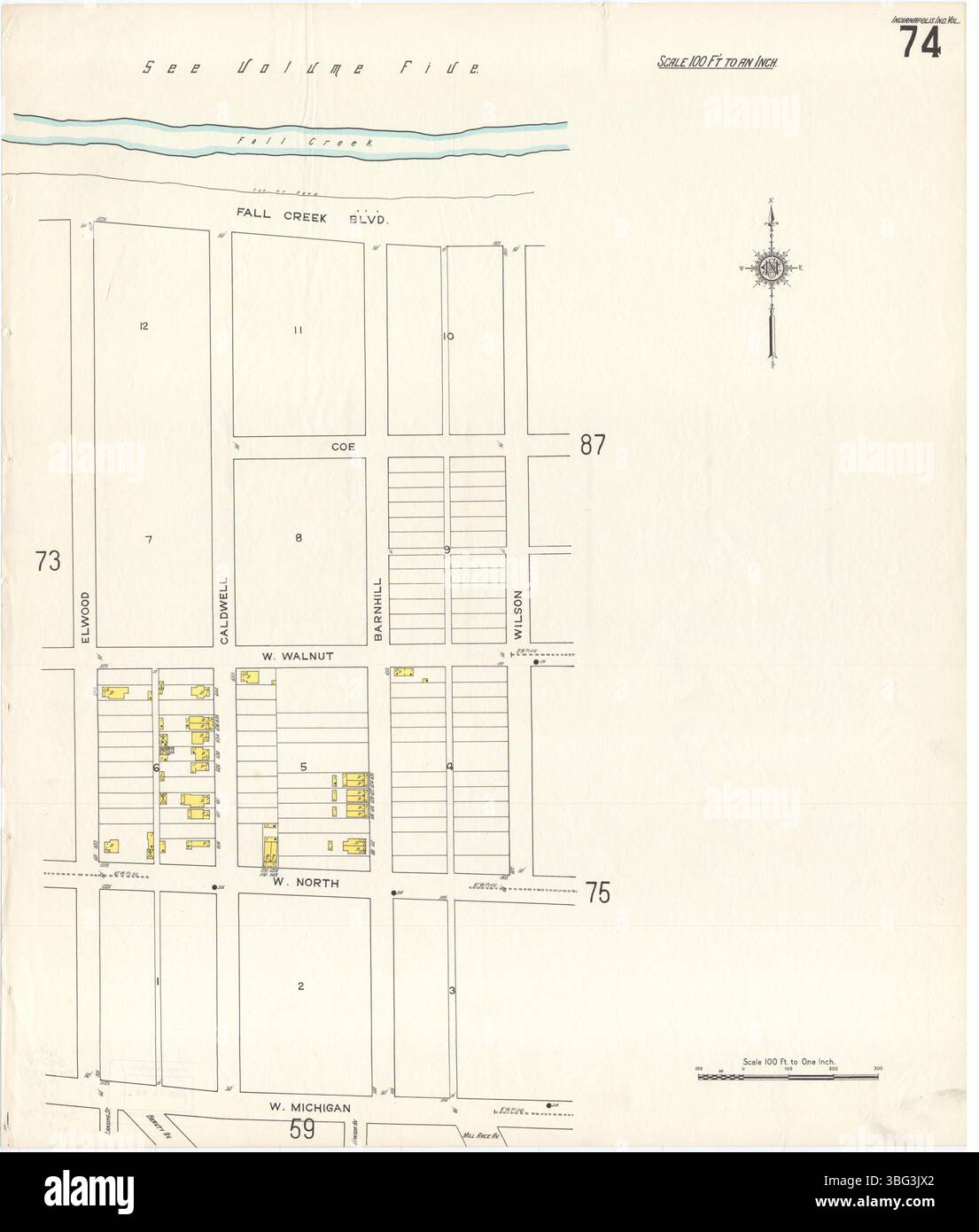 This map, created in 1915 as part of the Sanborn Fire Insurance Map ...