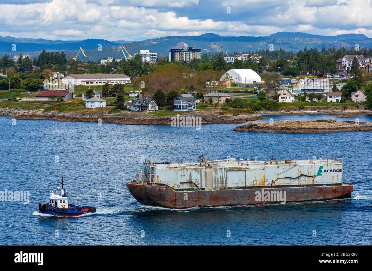 Tug & barge, Victoria, Vancouver Island, British Columbia, Canada Stock ...