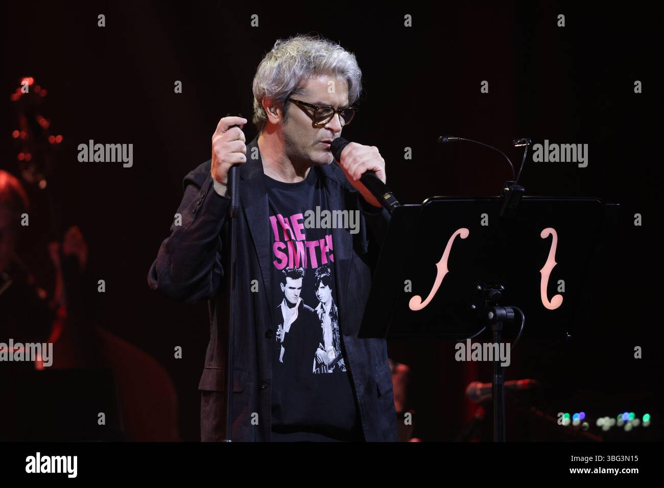 Italian singer Samuele Bersani on stage at Teatro Europauditorium ...