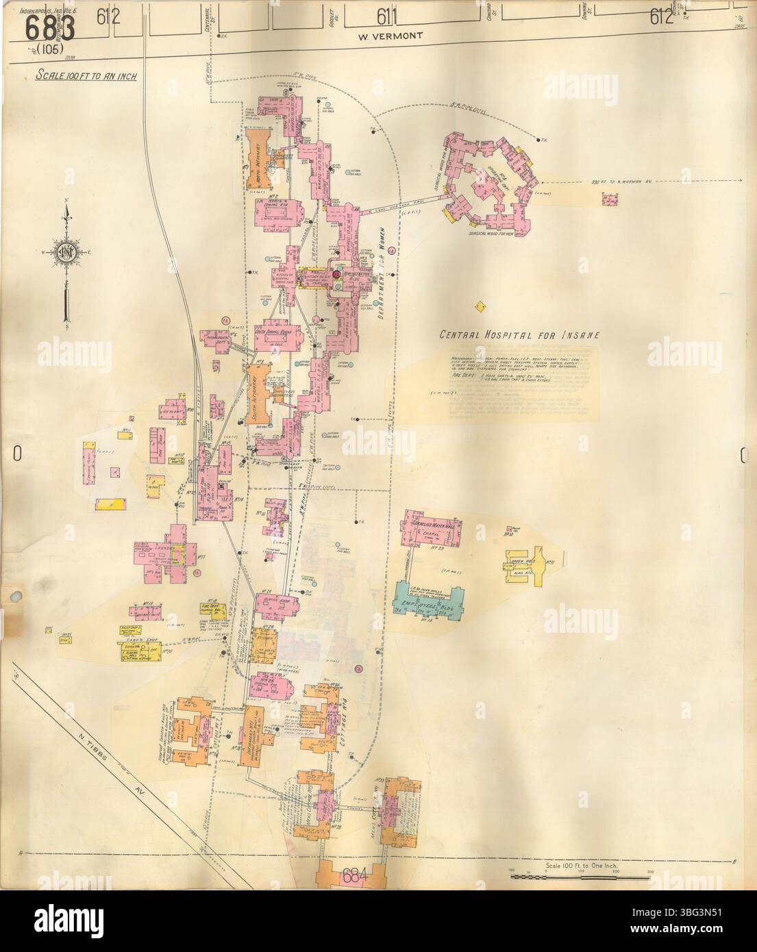 This Sanborn Map from 1936 depicts the urban landscape of Indianapolis ...